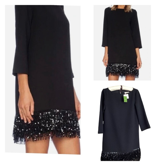 kate spade | Dresses | Sale Nwt Kate Spade Black Sequin Fringe Dress ...